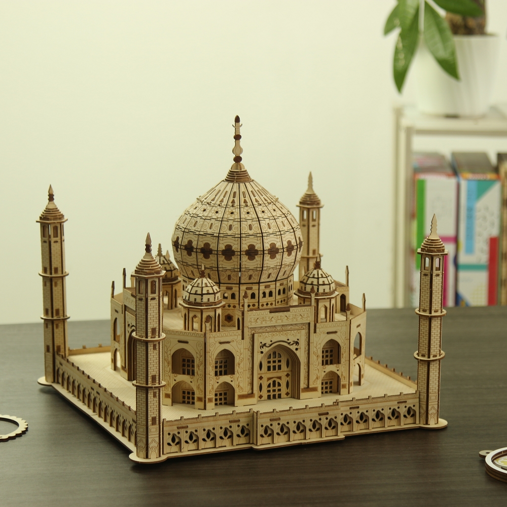 Wholesale DIY Wood Kit Exquisite Workmanship Taj Mahal Architecture 3D Wooden Puzzle with ...